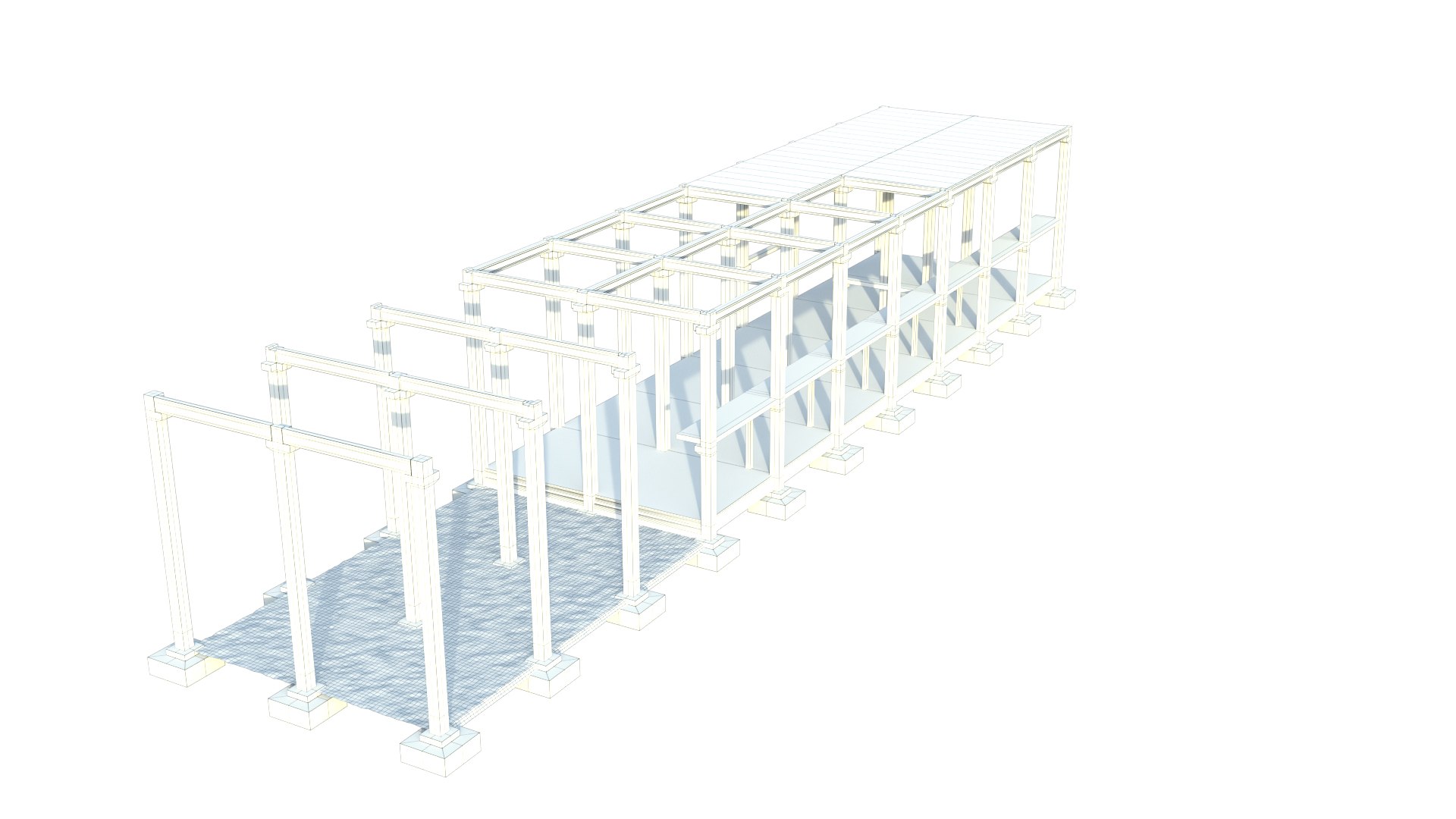 3D Concrete Hall Structure - TurboSquid 2000930