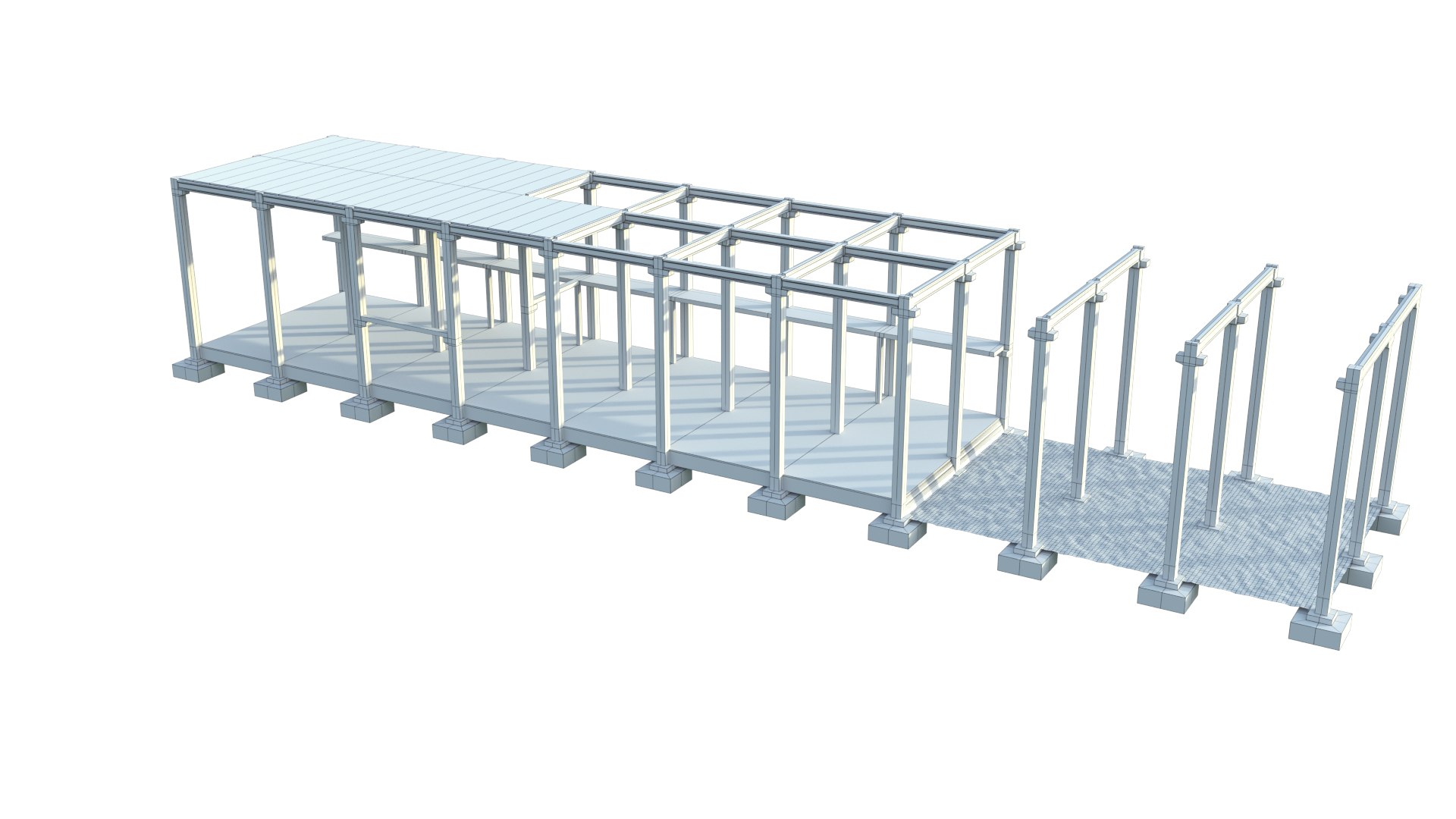 3D Concrete Hall Structure - TurboSquid 2000930