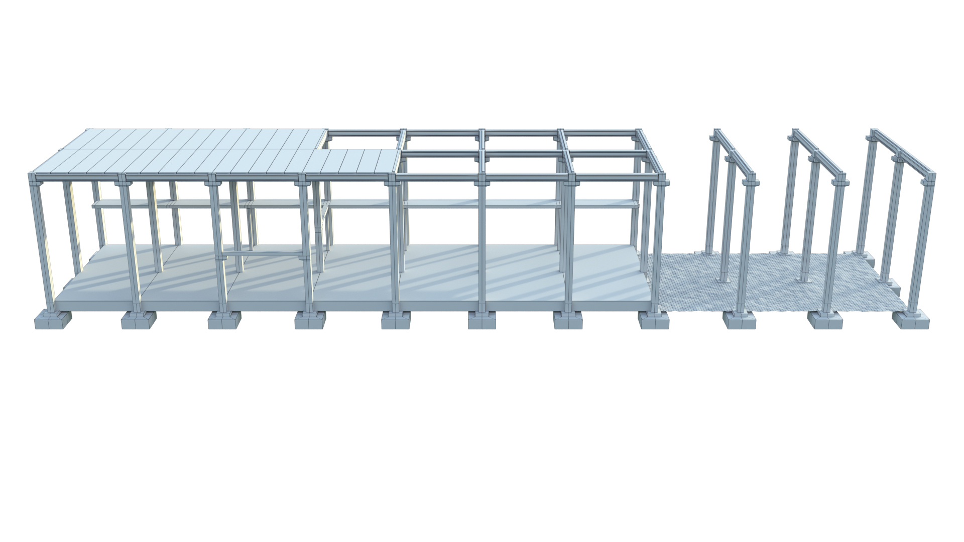 3D Concrete Hall Structure - TurboSquid 2000930