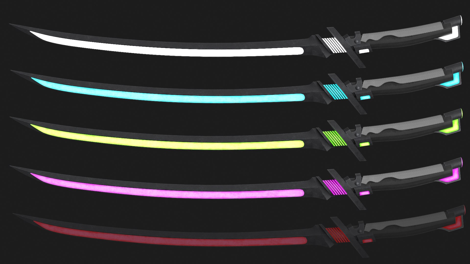 Fantasy Sci-Fi Sword Set Of 3 5 Colors For Each Model - TurboSquid 2137943