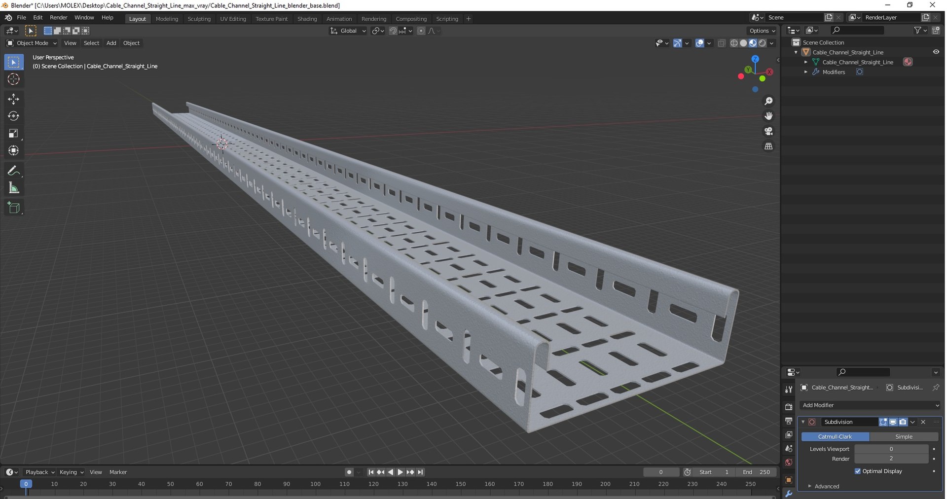 3D Cable Tray Straight Line - TurboSquid 2149000