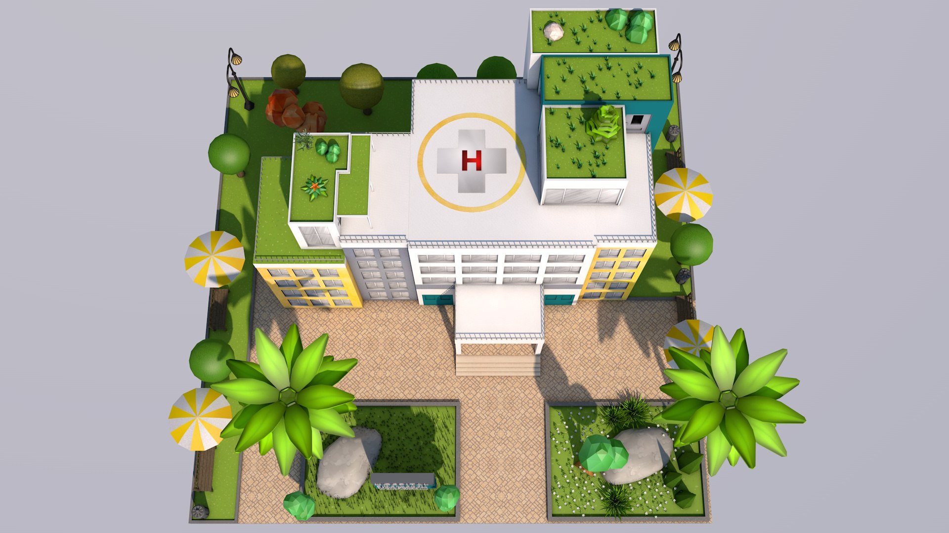 3D Low Poly Hospital 3D Model Cartoon Style Model - TurboSquid 2279010