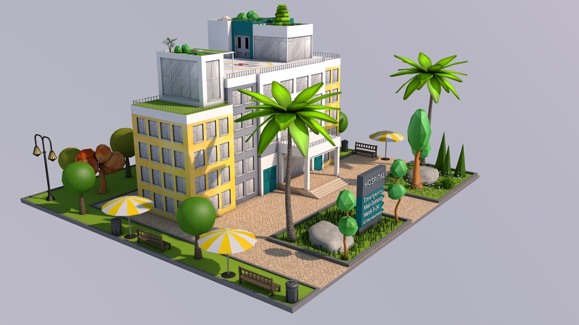 3D Low Poly Hospital 3D Model Cartoon Style Model - TurboSquid 2279010