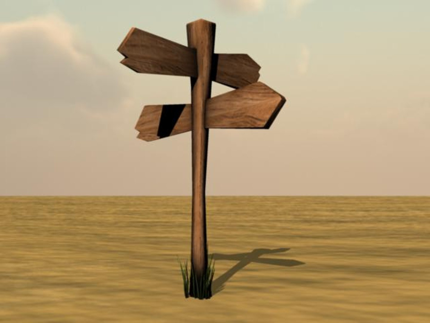 3d Model Wood Road Sign