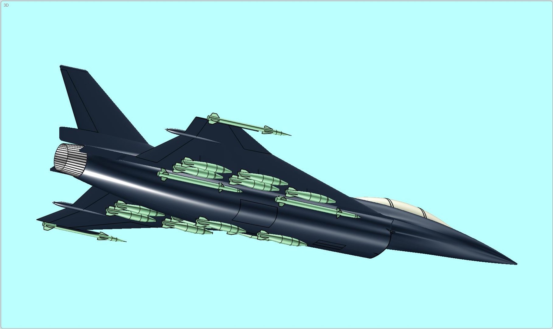General Dynamics F-16xl Aircraft 3d Dwg