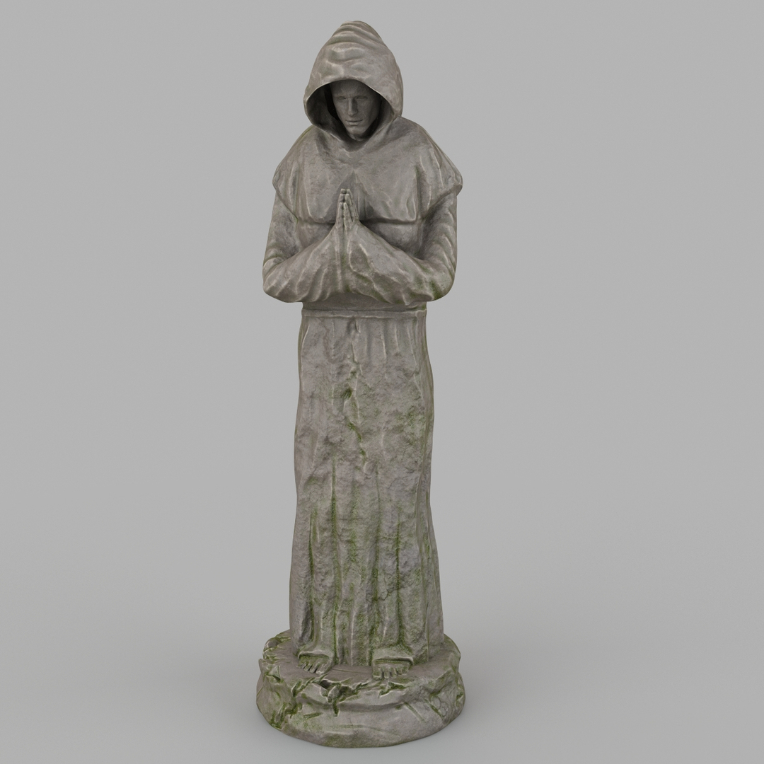 3d model monk statue 1