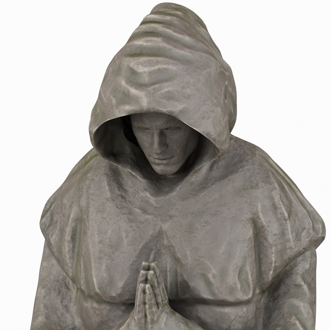 3d model monk statue 1