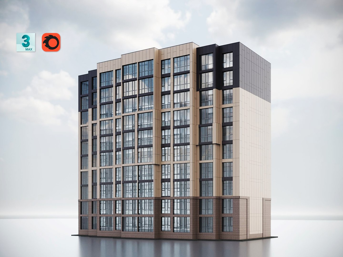 3D Modern Residential Building 009 Model - TurboSquid 2153820