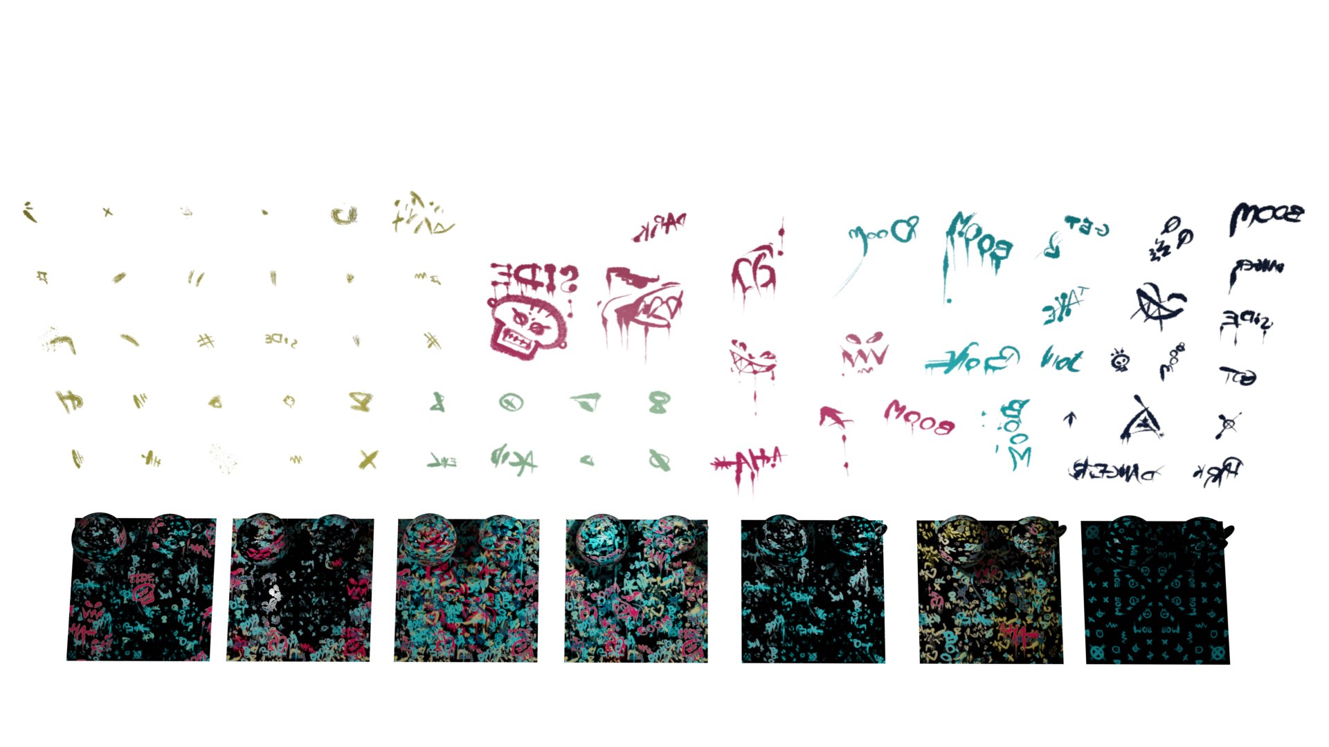 3D Materials And Textures Of Darkside Neon Graffiti Street Art Texture ...