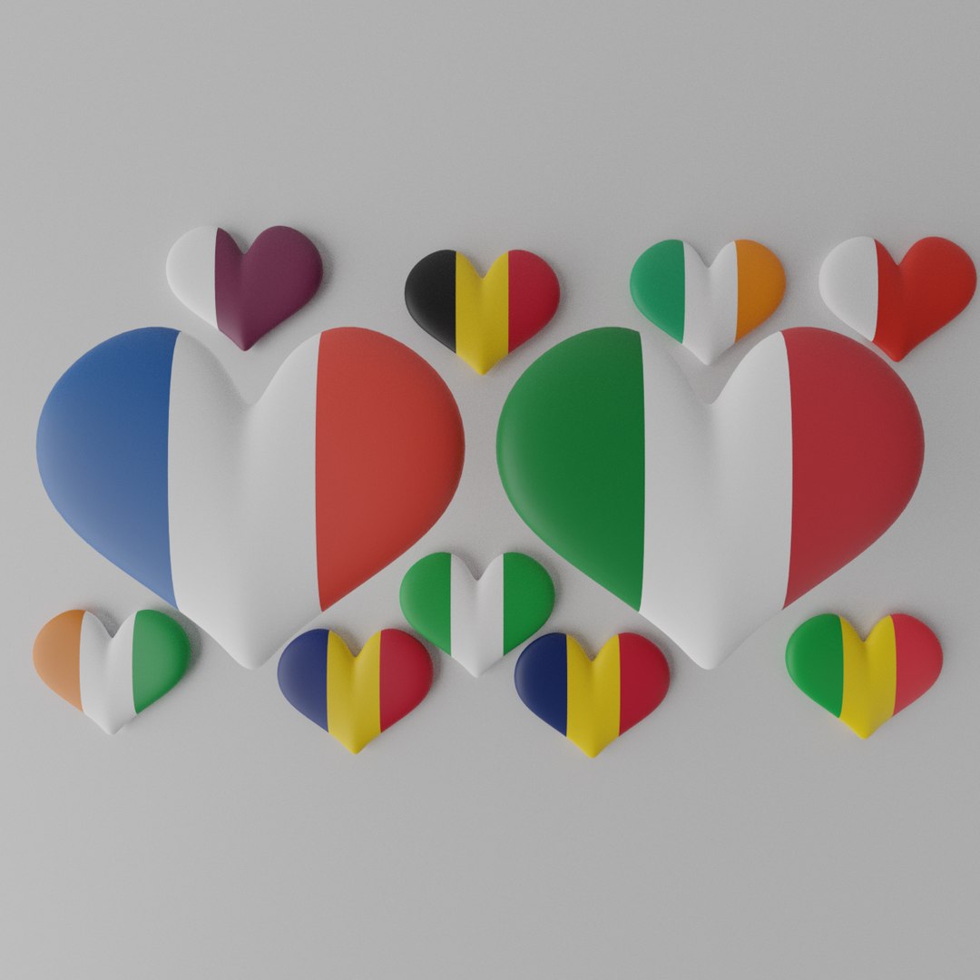 3D Heart Shaped Flag Collection Model - TurboSquid 2042764