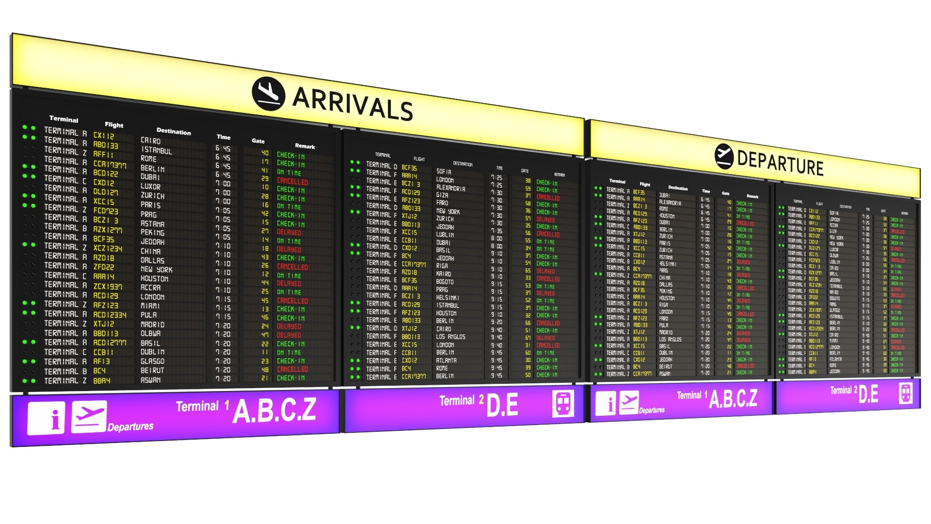 3D model Departure And Arrivals Airport Timetable - TurboSquid 1860737