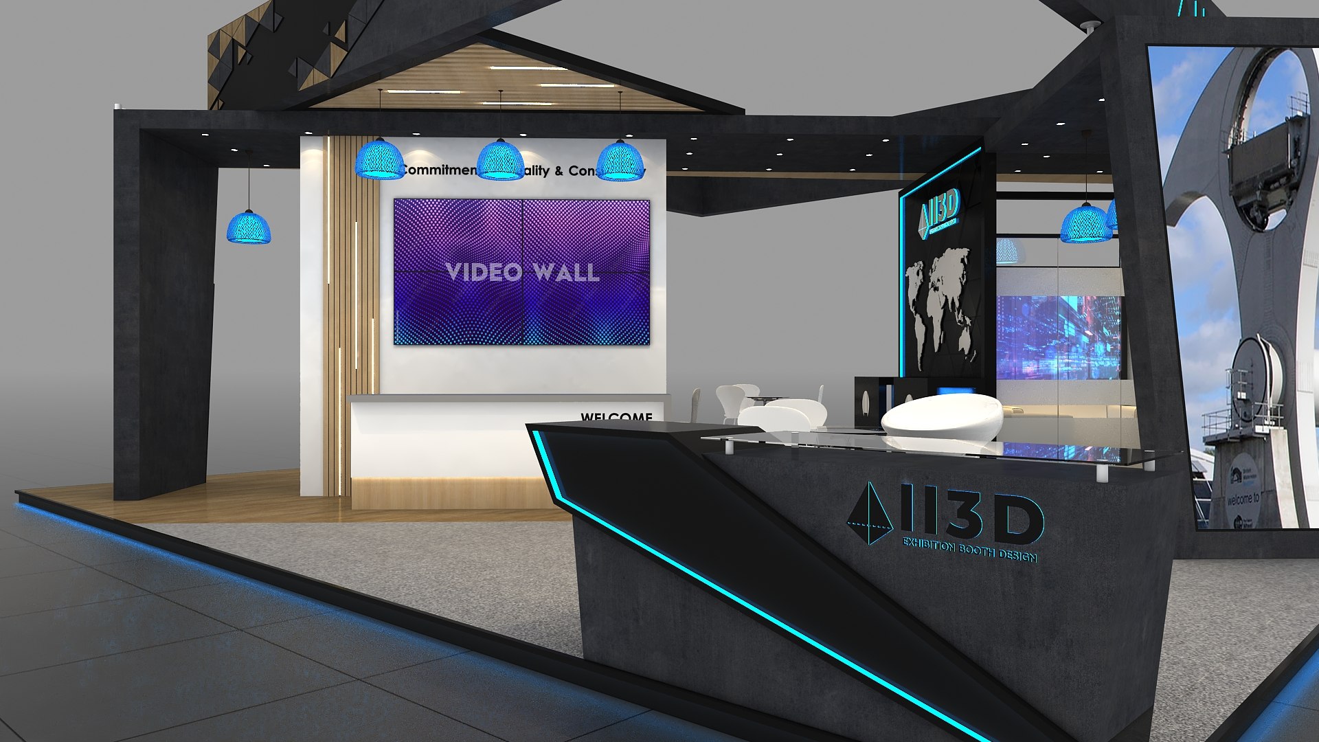 3D Exhibition Stand Stall Two Side Open 9X9 model - TurboSquid 2162885