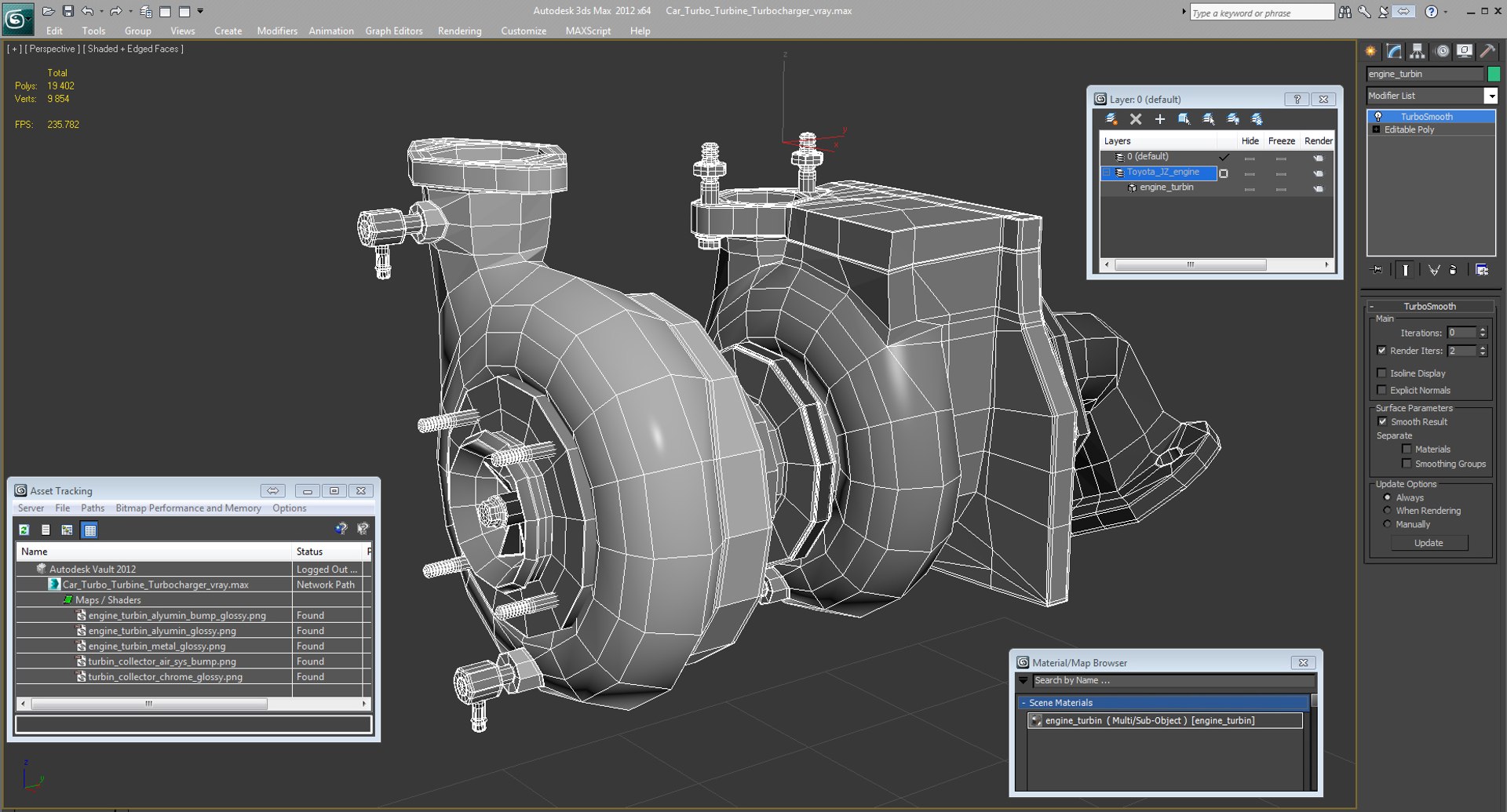 3D Car Turbo Turbine Turbocharger - TurboSquid 1269461