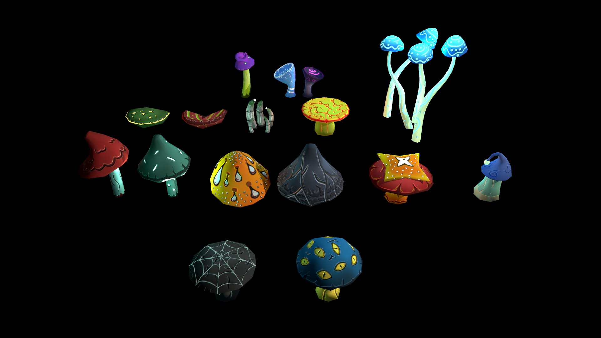 Fantasy Mushrooms Low-poly 3D - TurboSquid 1915804