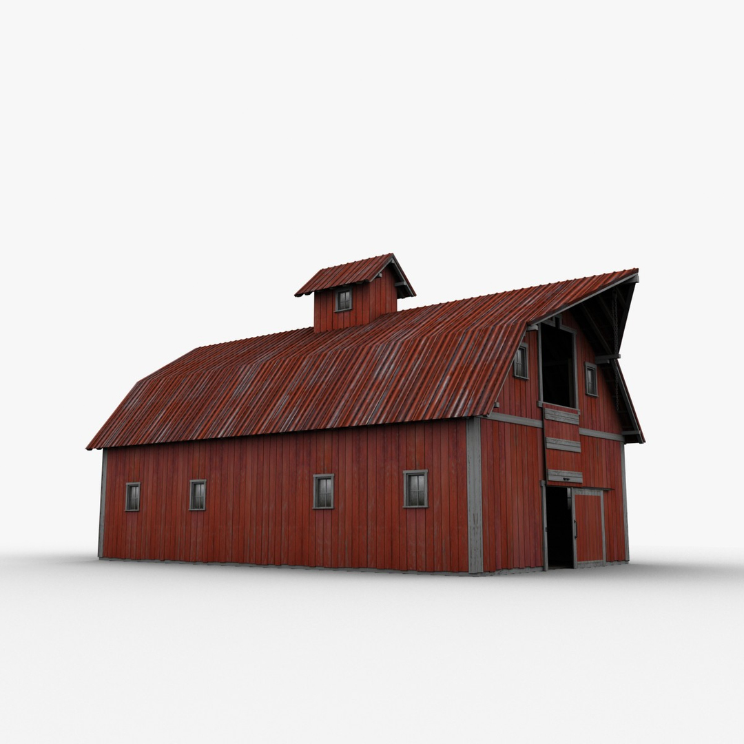 farm red barn 3d model