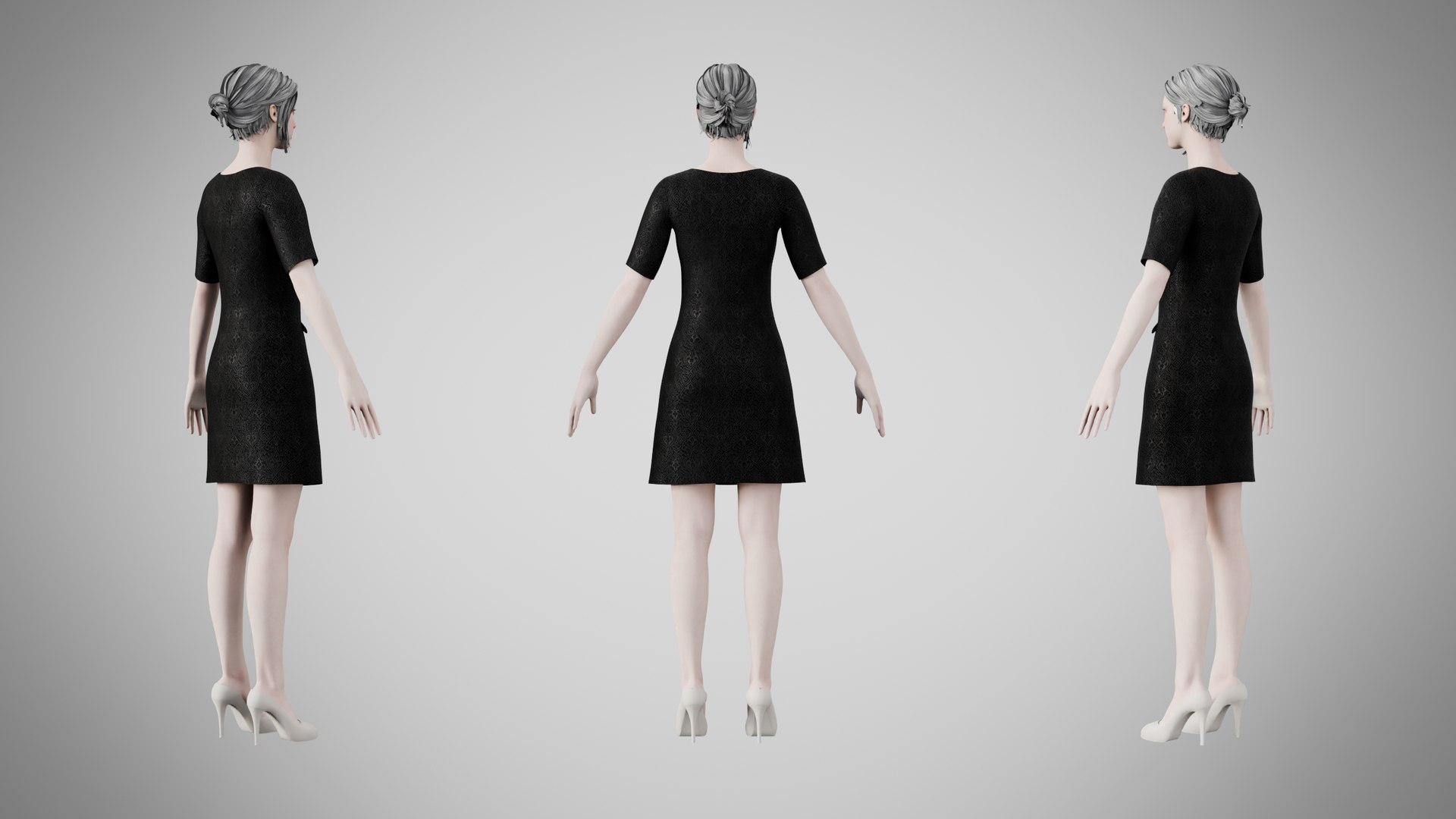 3D Dress 37 Black Velvet With Design Model - TurboSquid 2520092
