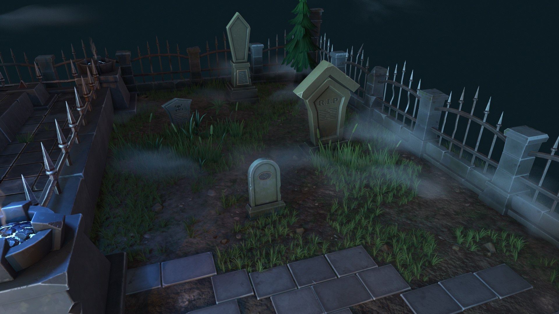 Stylized Graveyard 3D Model - TurboSquid 2402591