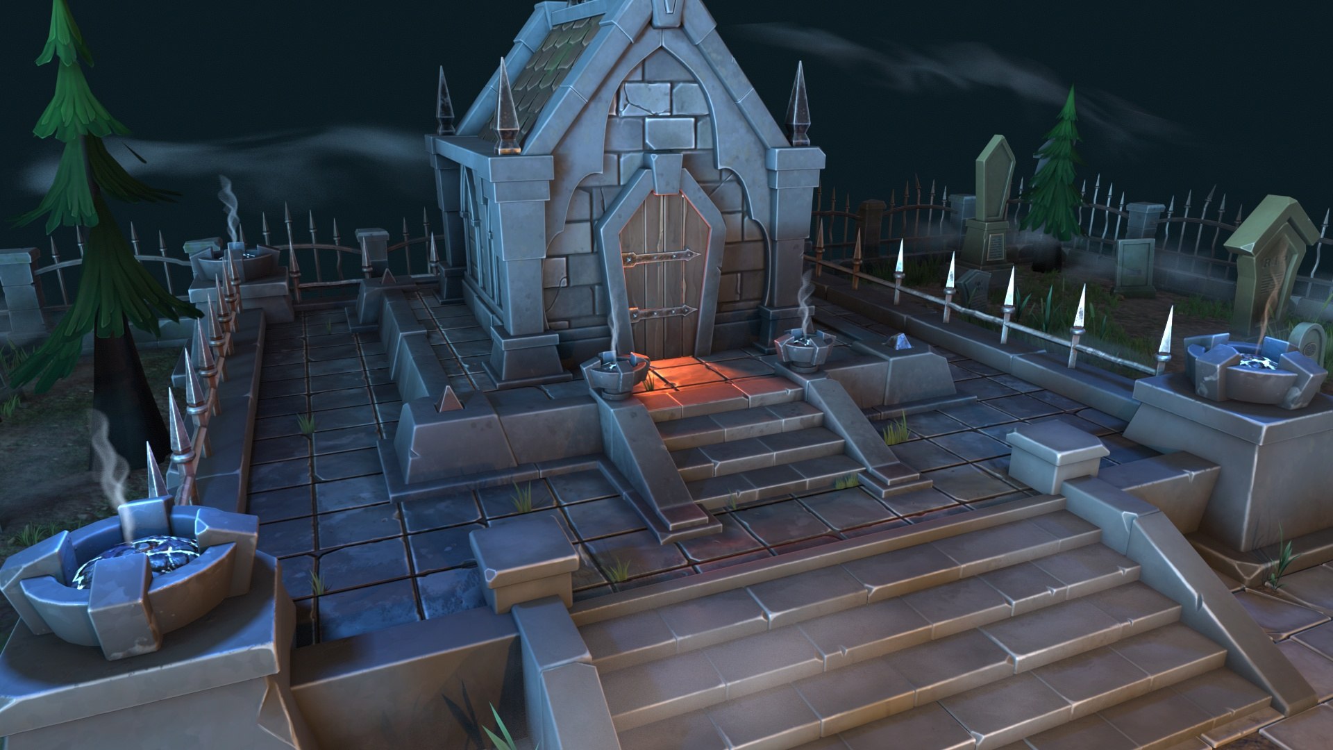 Stylized Graveyard 3D Model - TurboSquid 2402591