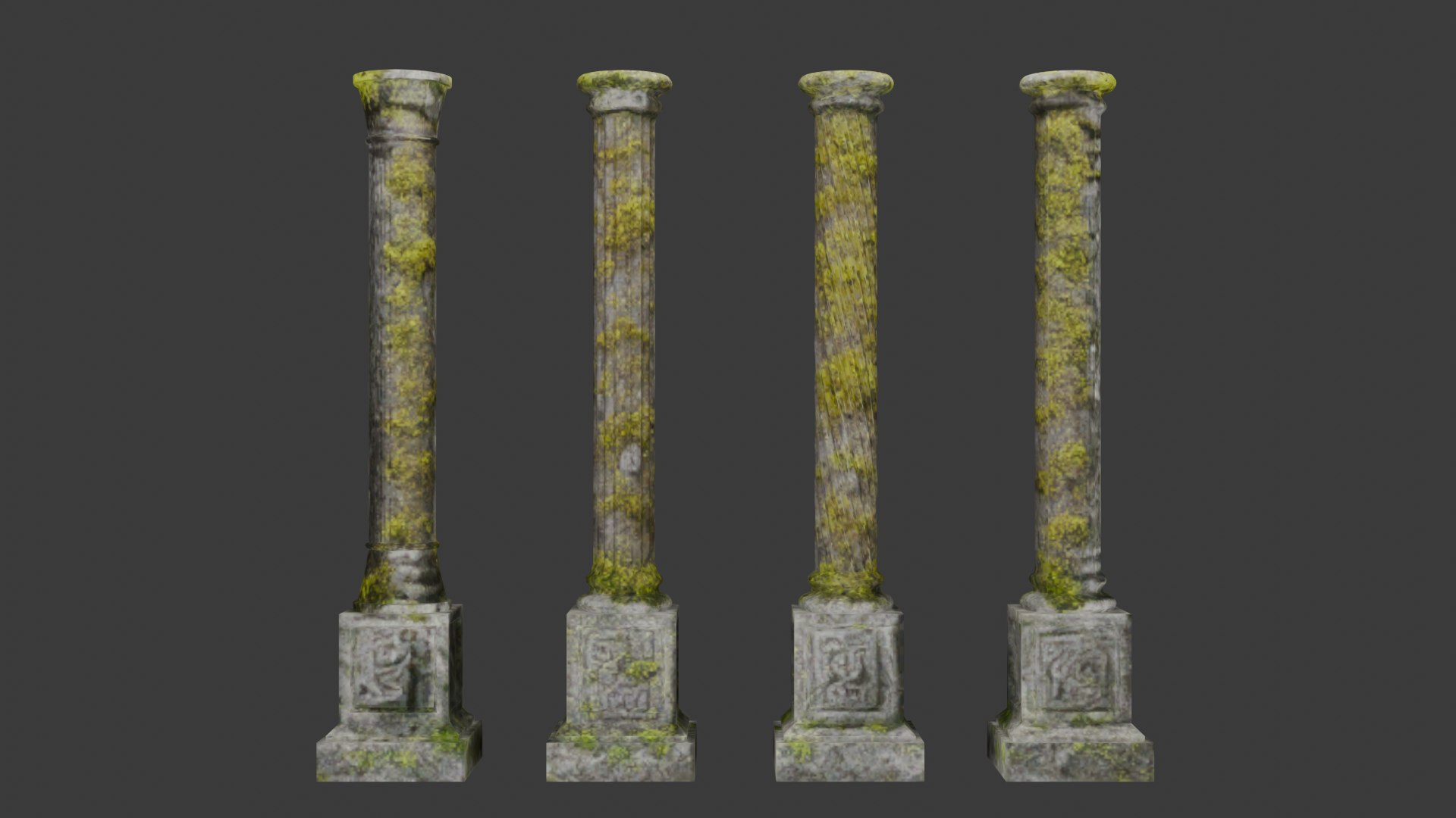 Old Columns With Moss Model - TurboSquid 2309816