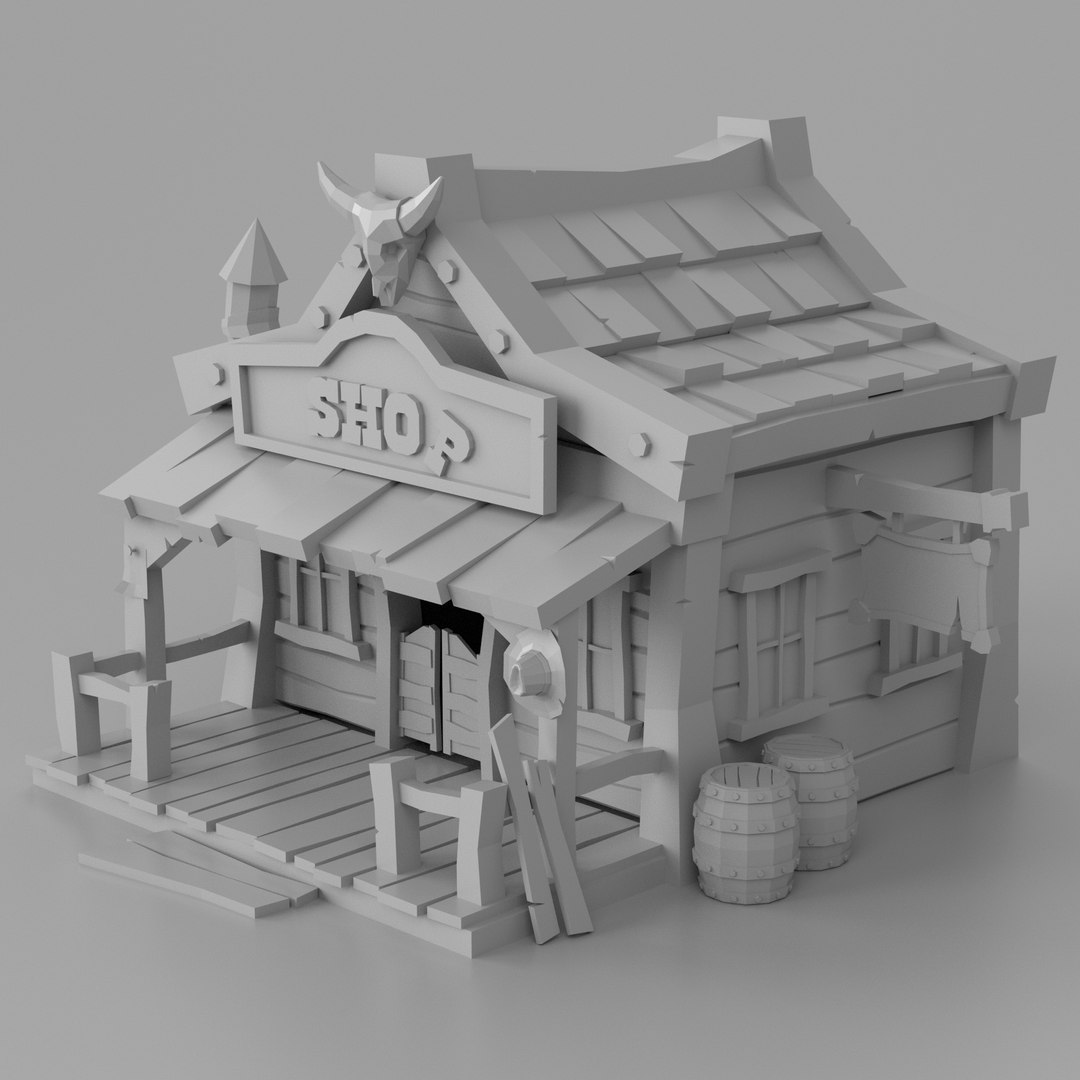 3D Lowpoly Wild West Shop 01 - TurboSquid 1862905