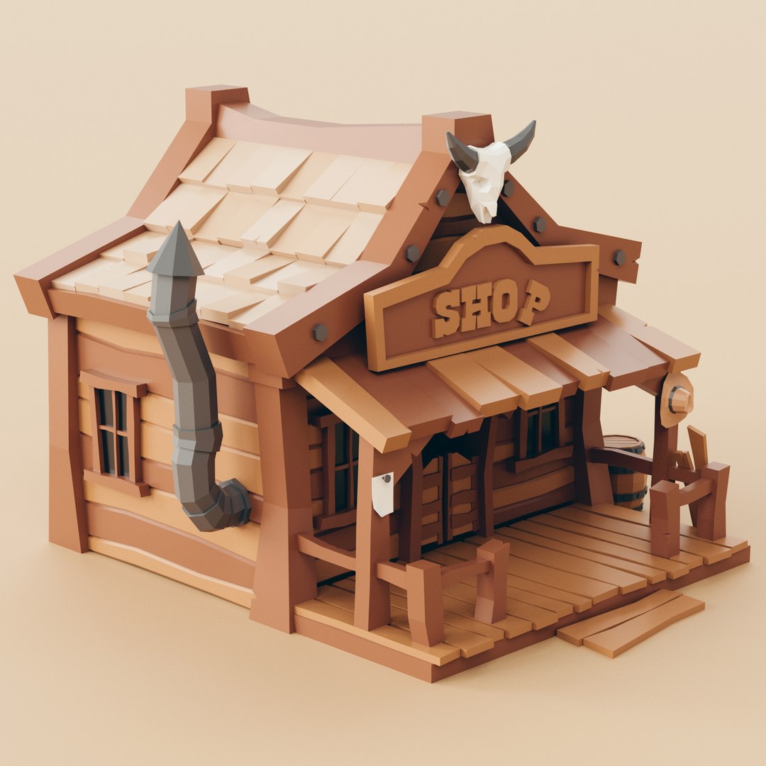 3D Lowpoly Wild West Shop 01 - TurboSquid 1862905