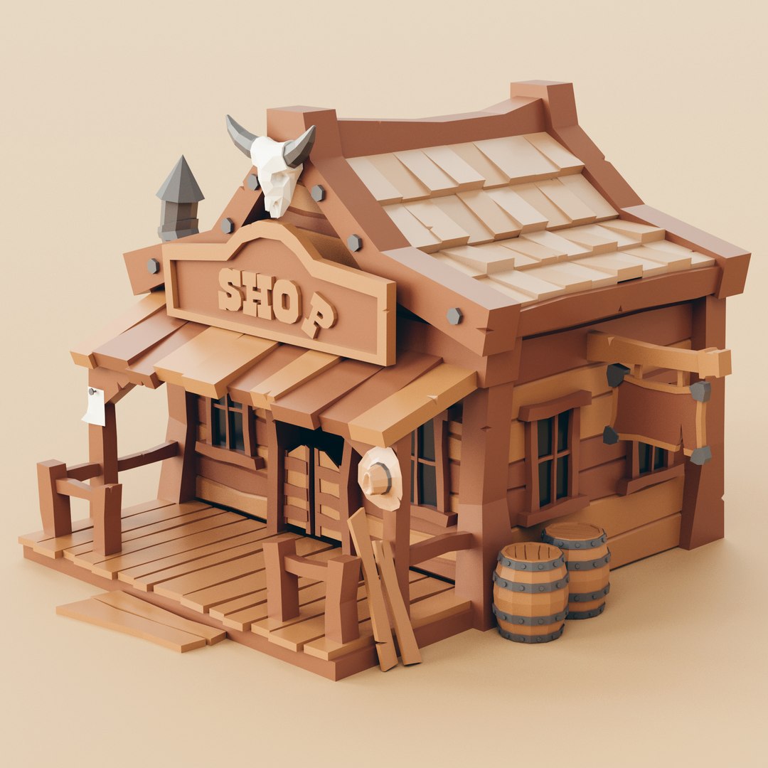 Lowpoly Wild West Shop 01 3D-Modell - TurboSquid 1862905