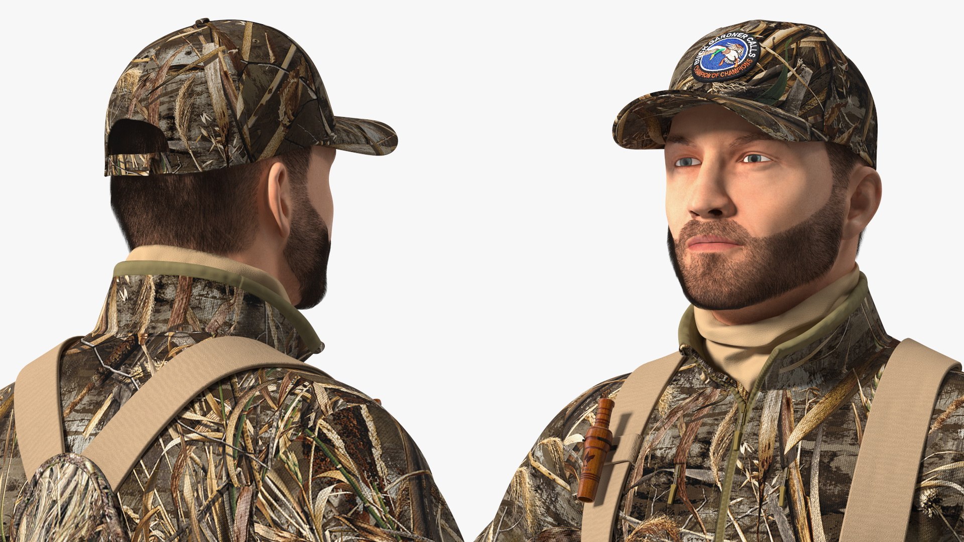 Modern Hunter With Gun A-pose In Grass Camo Fur 3D - TurboSquid 1959541