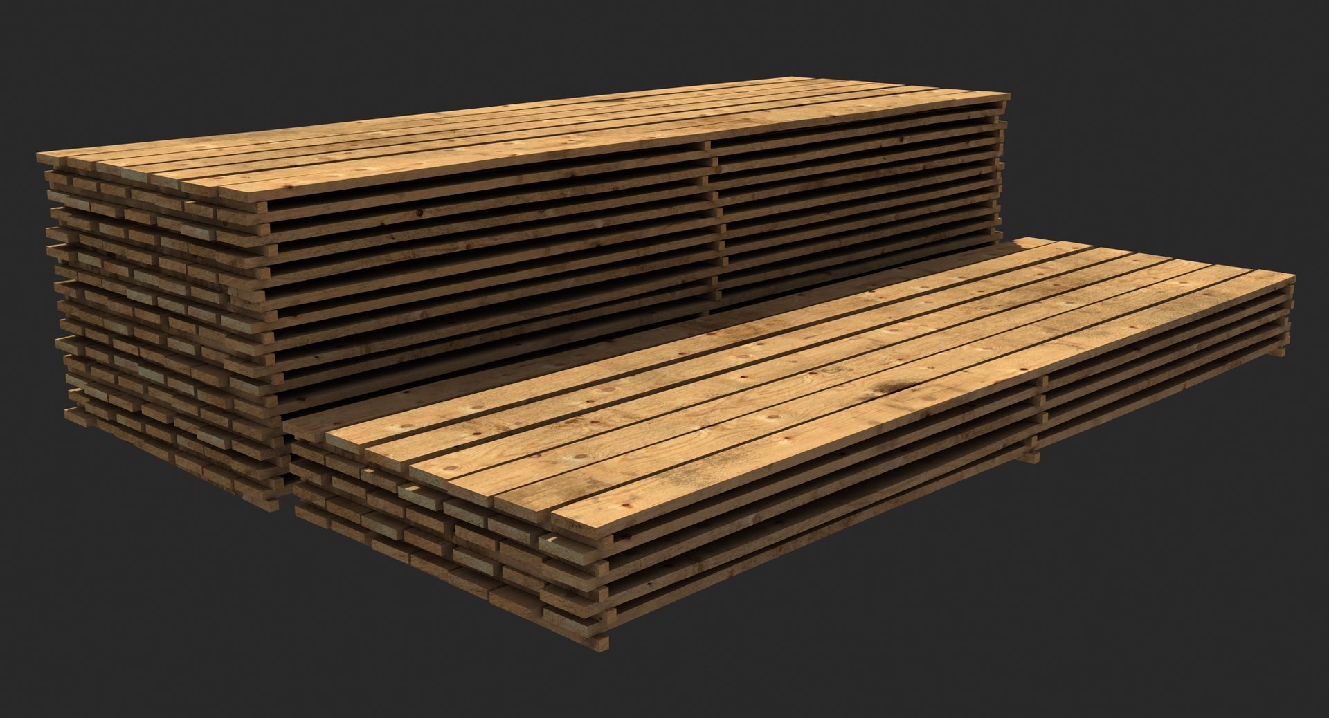 3d Model Of Planks Stack