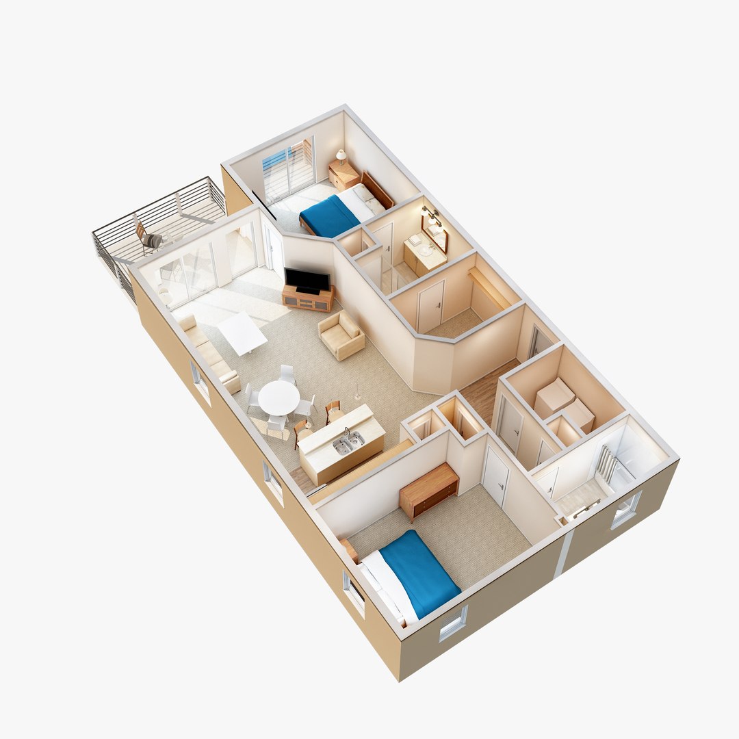 3d Lighting Floor Plan Scene
