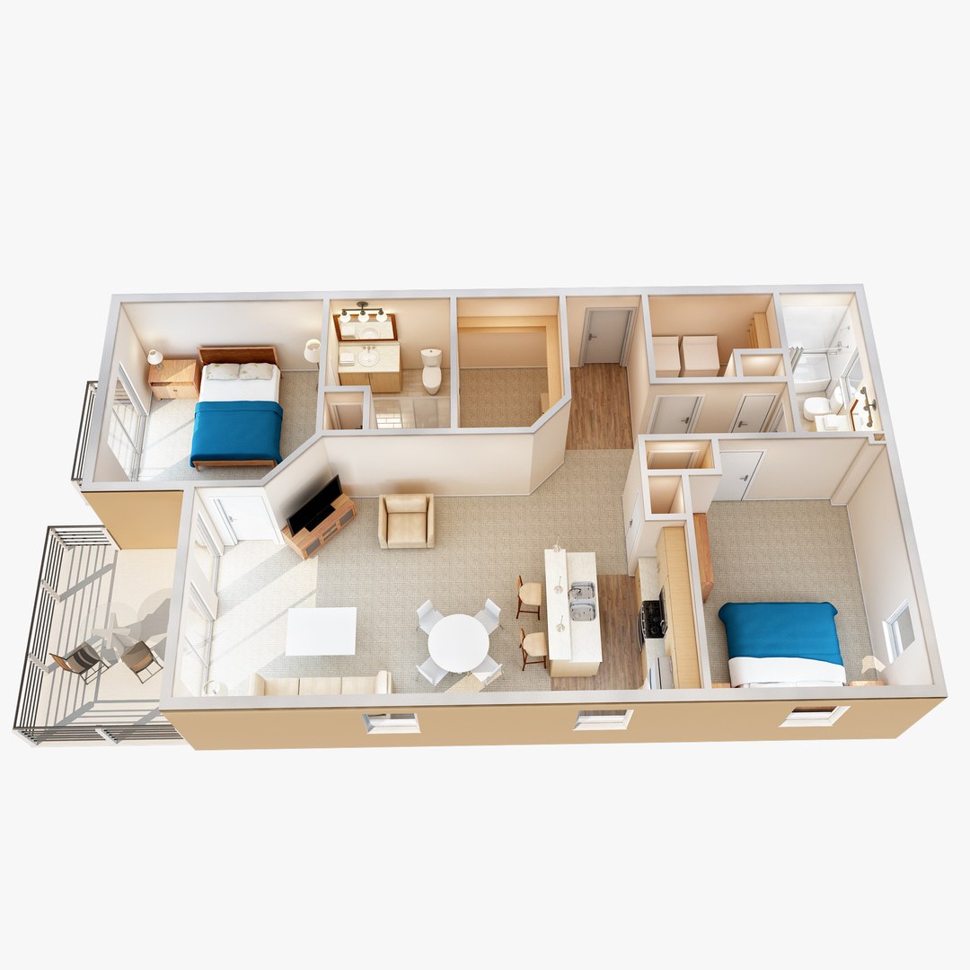 3d Lighting Floor Plan Scene