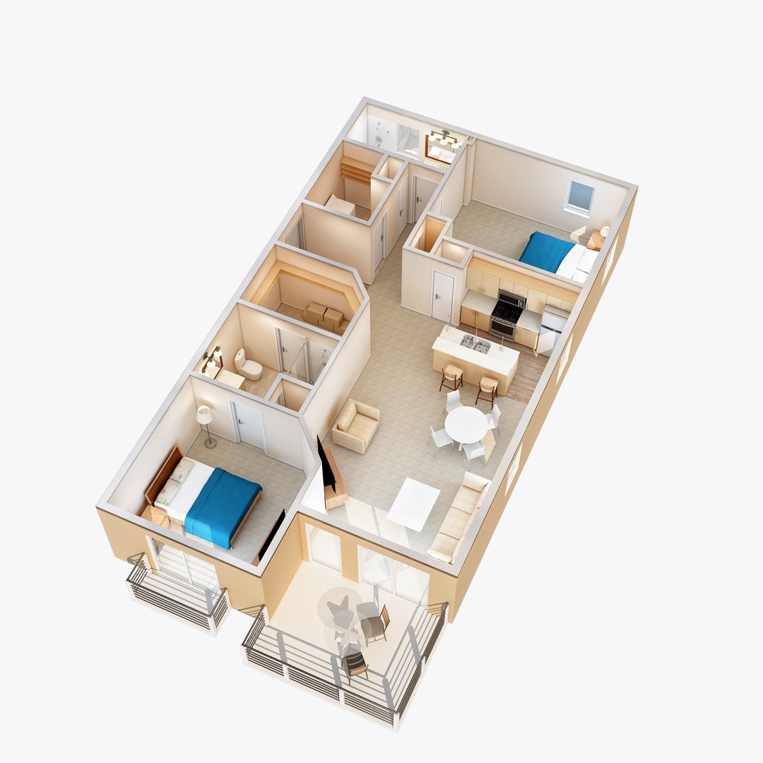 3d Lighting Floor Plan Scene