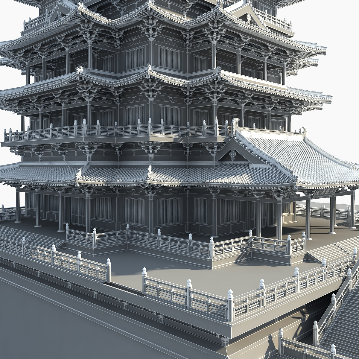 Chinese Ancient City Tower 3 3D model - TurboSquid 1807124