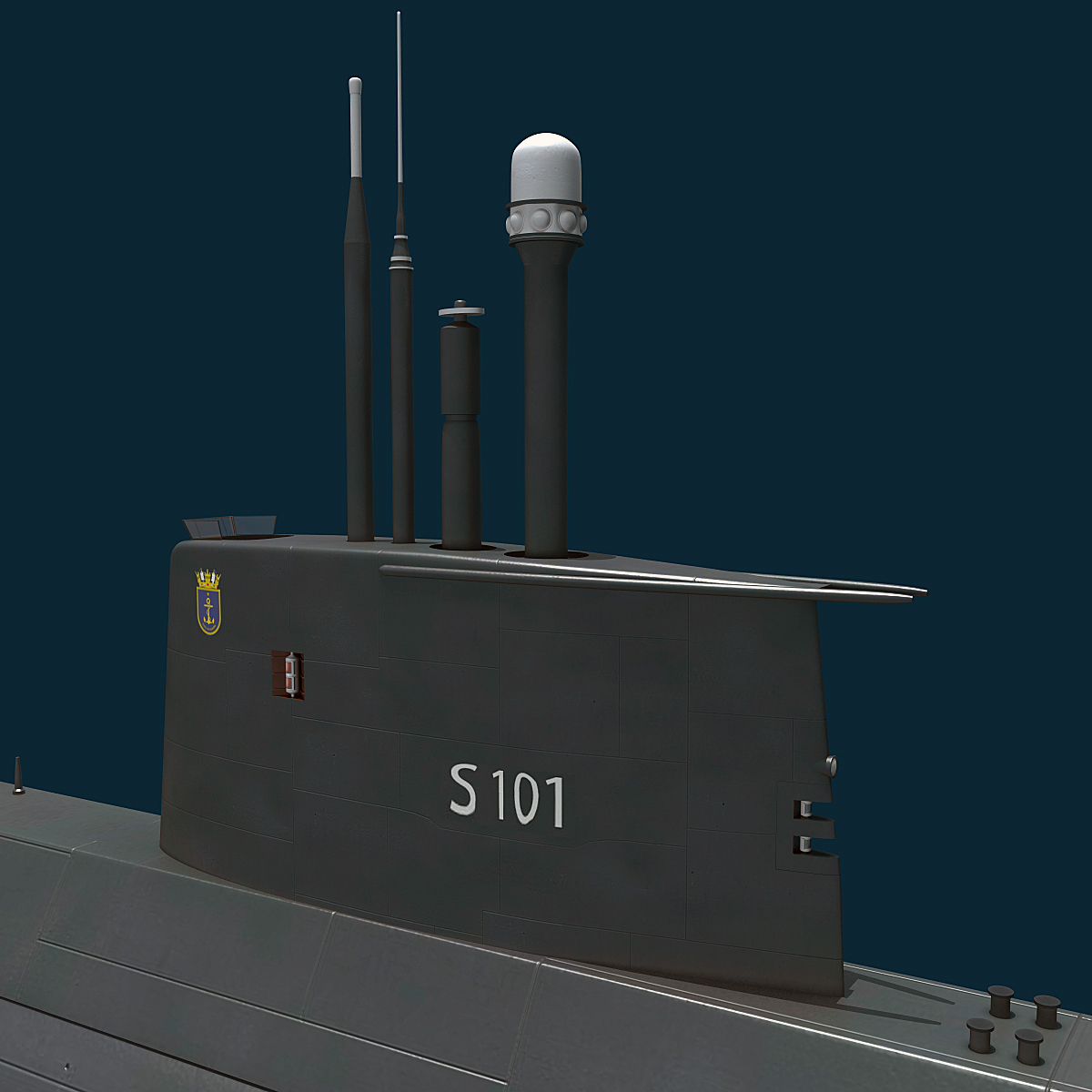 german submarine type 209 3d model