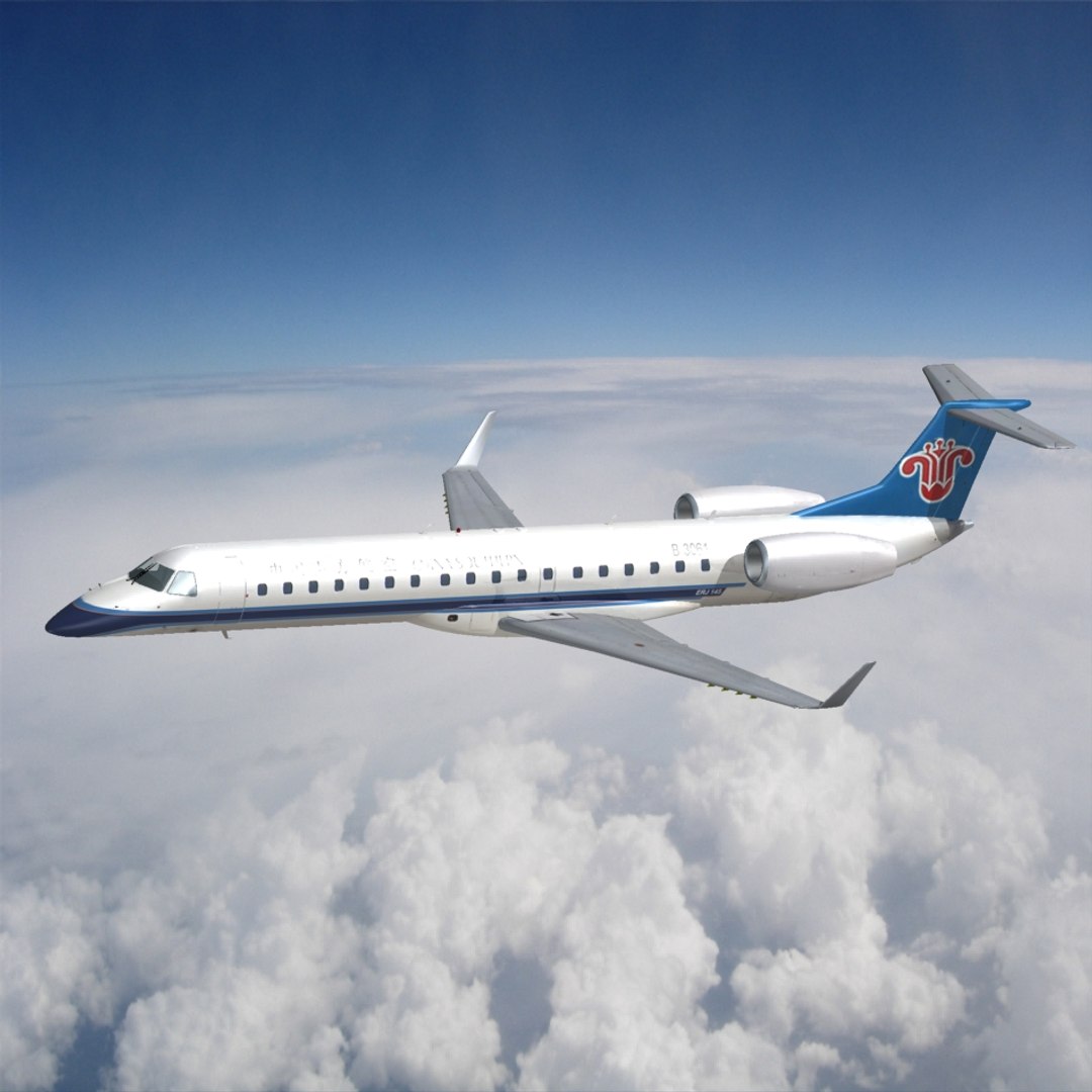 3d Embraer Erj-145 Regional Jet Model