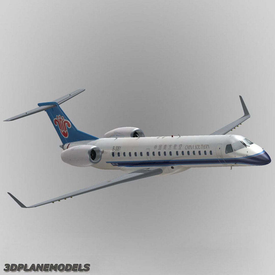 3d Embraer Erj-145 Regional Jet Model