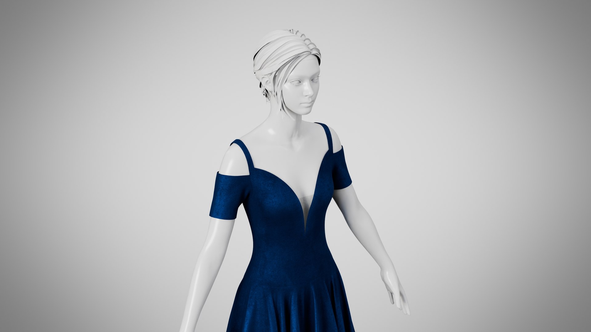 Dress 38 Indigo Velvet Model - TurboSquid 2520689