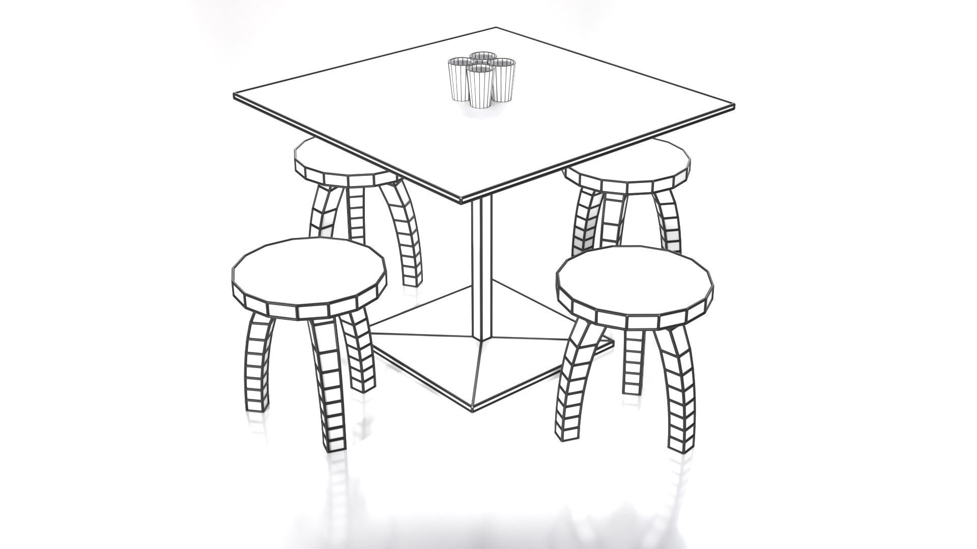 Table And Stool 3D Model 3D Model - TurboSquid 1981241