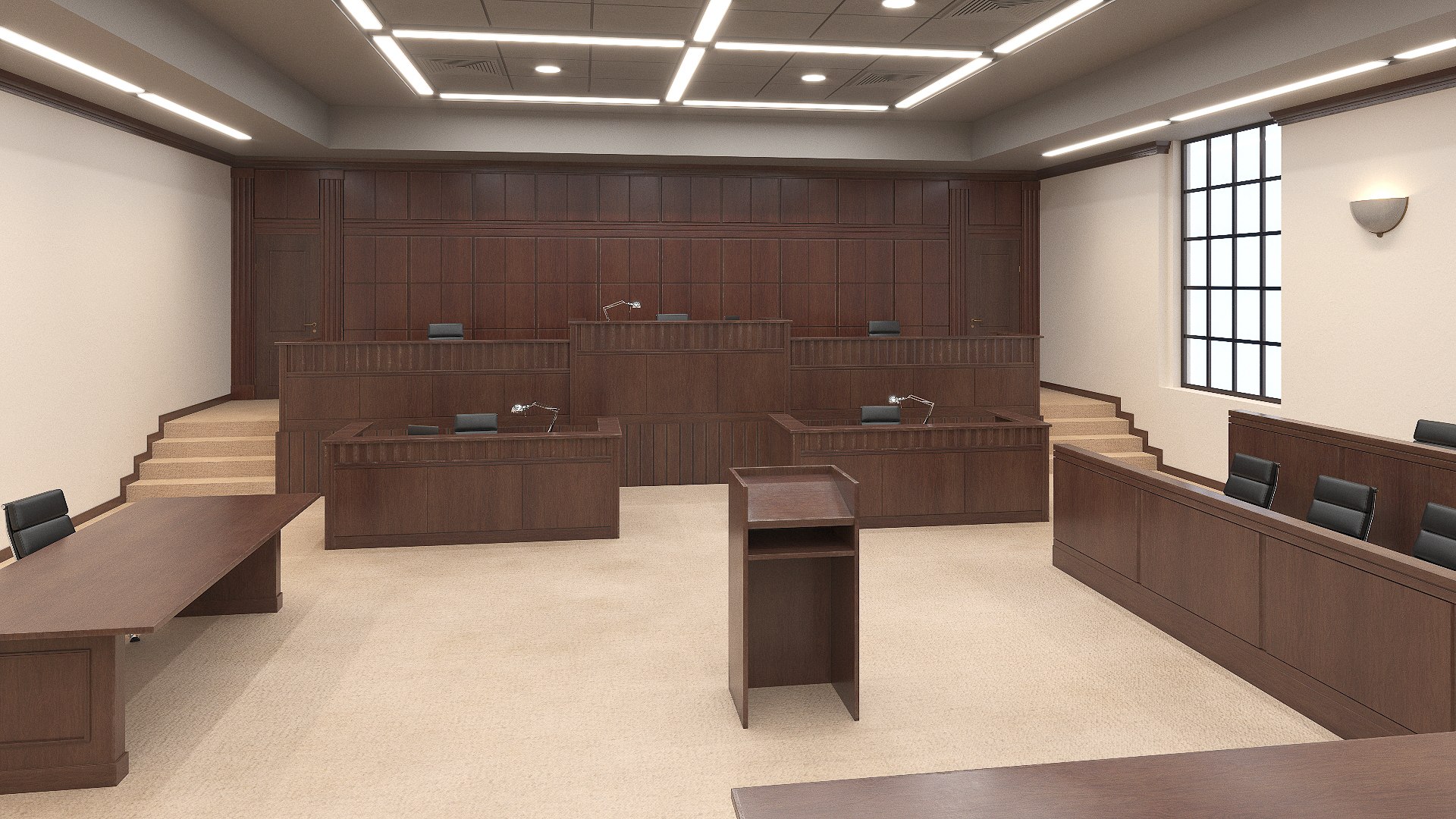 Filled Courtroom Interior 3D Model - TurboSquid 2383055