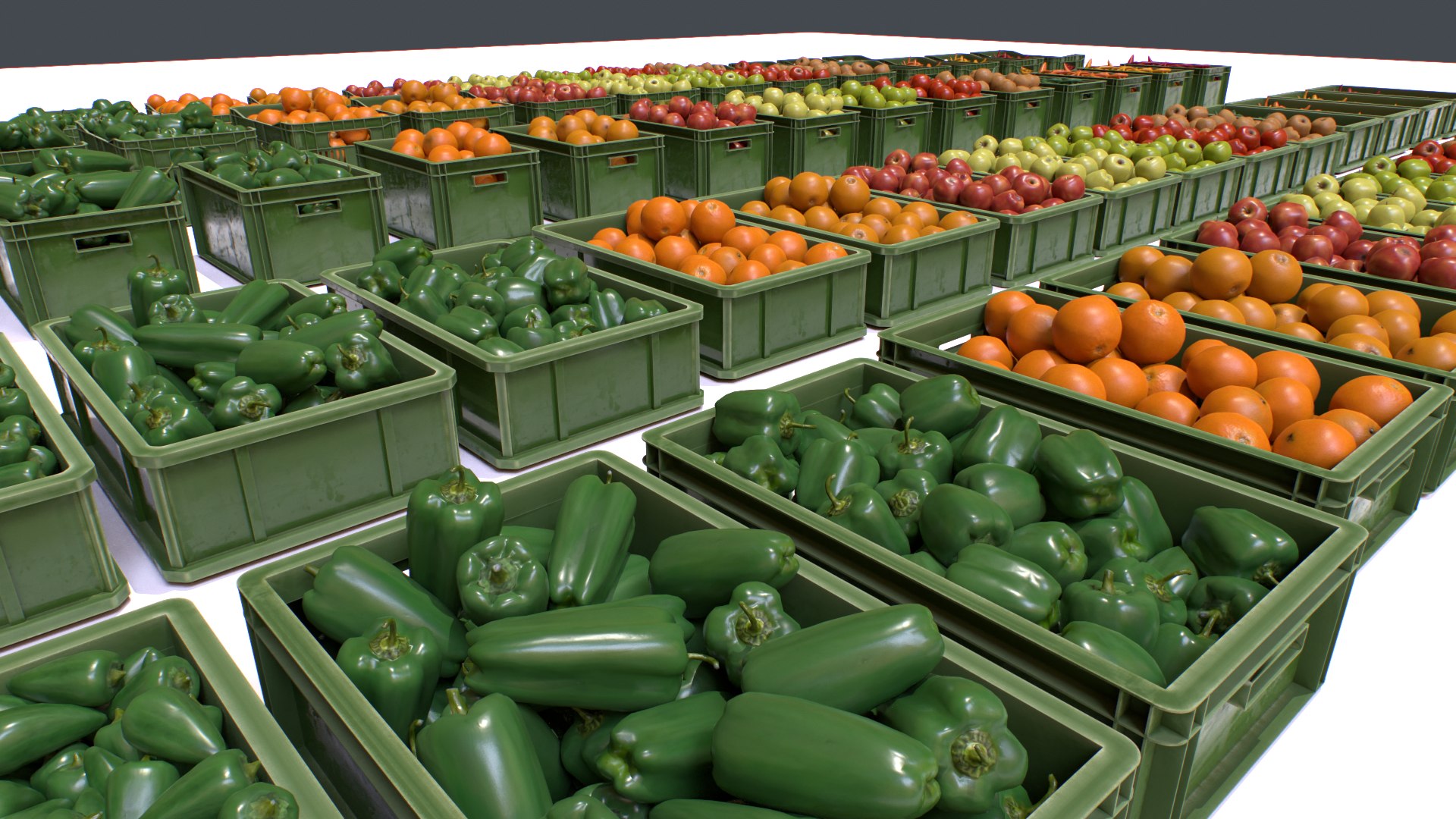 3D Fruits And Vegetables Crates - TurboSquid 1893752