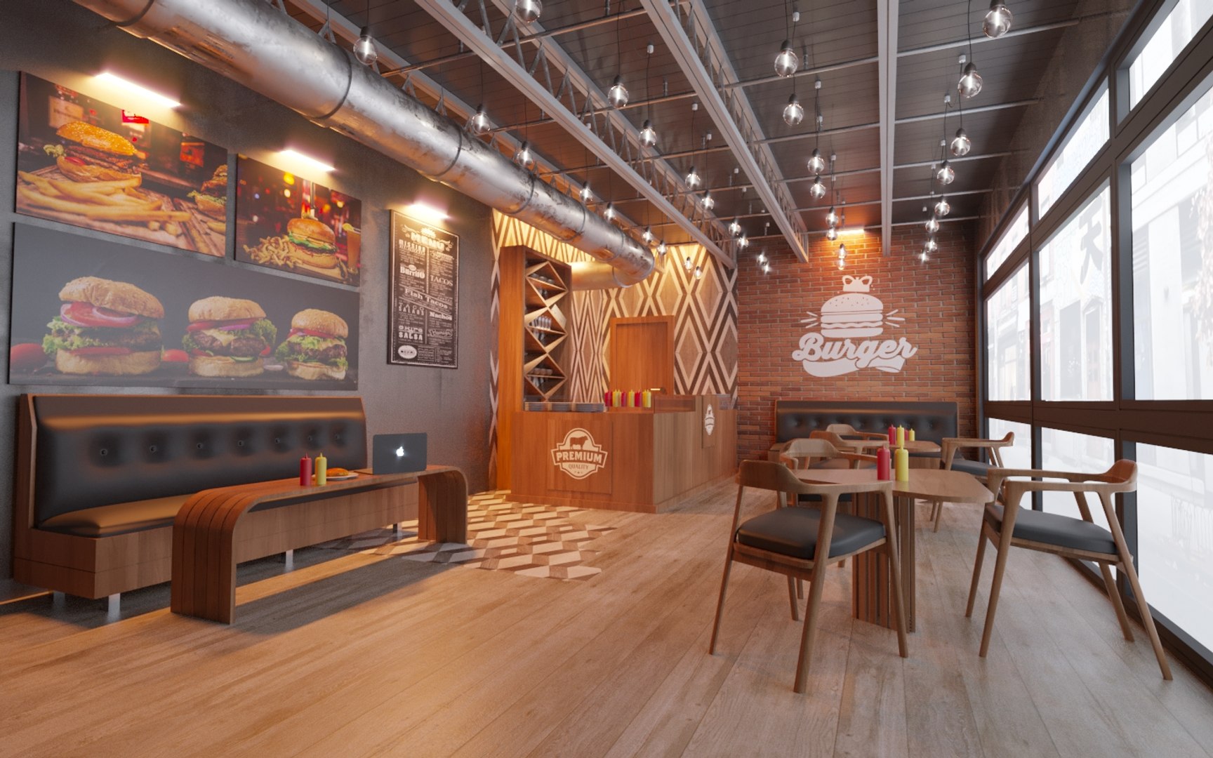 3D Scene Burger Cafeteria Style Model - TurboSquid 1423738