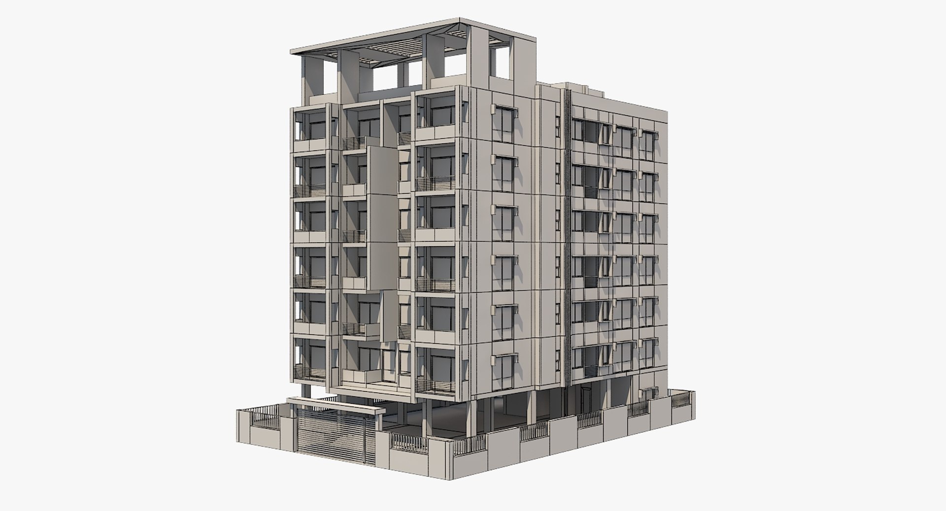 3D Apartment Building 27 - TurboSquid 1380477
