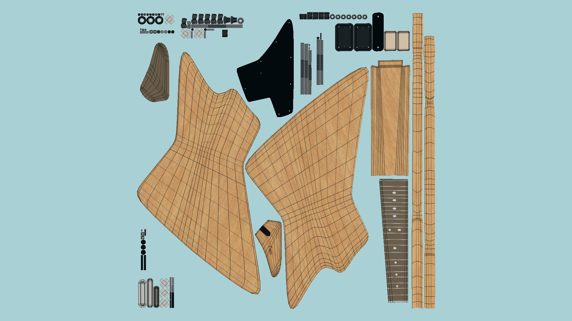 Electric Guitar F09 Light Wood - Music Instrument Design 3D ...