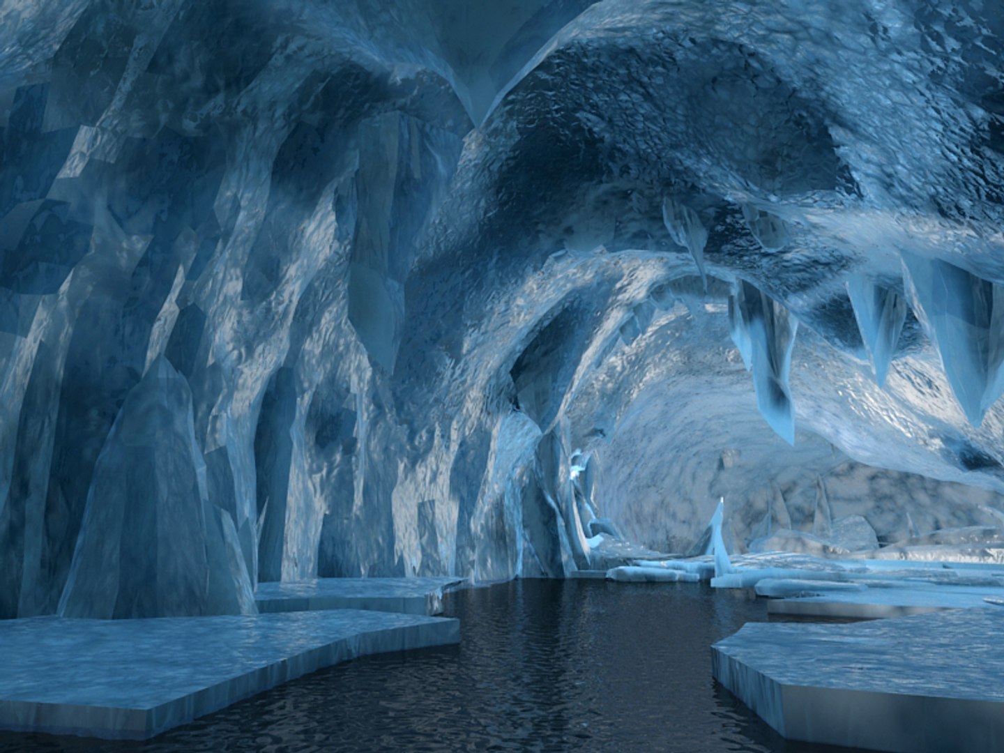 3D Model Icebergs Underground Ruins Ice - TurboSquid 1618408