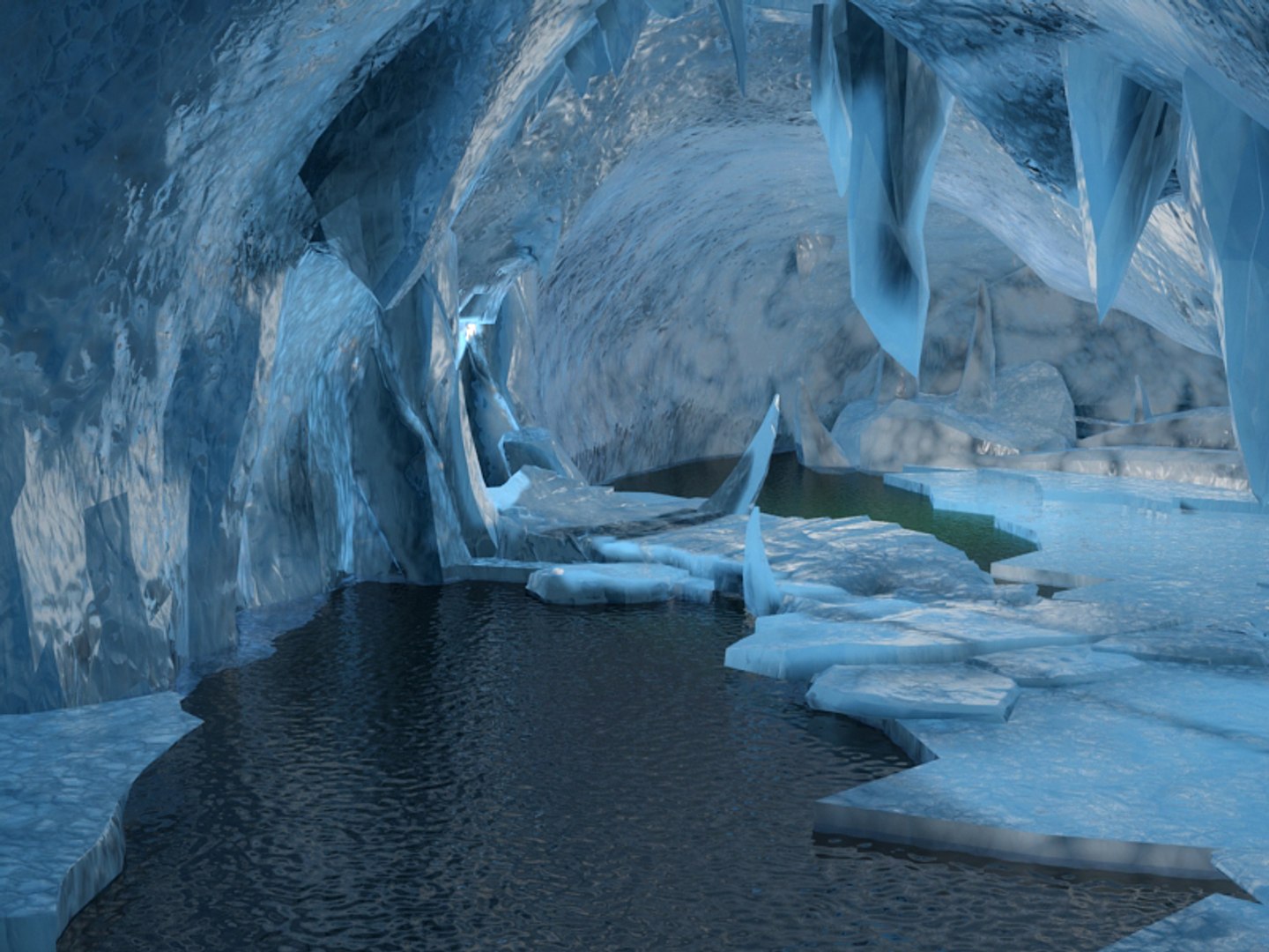 3D Model Icebergs Underground Ruins Ice - TurboSquid 1618408