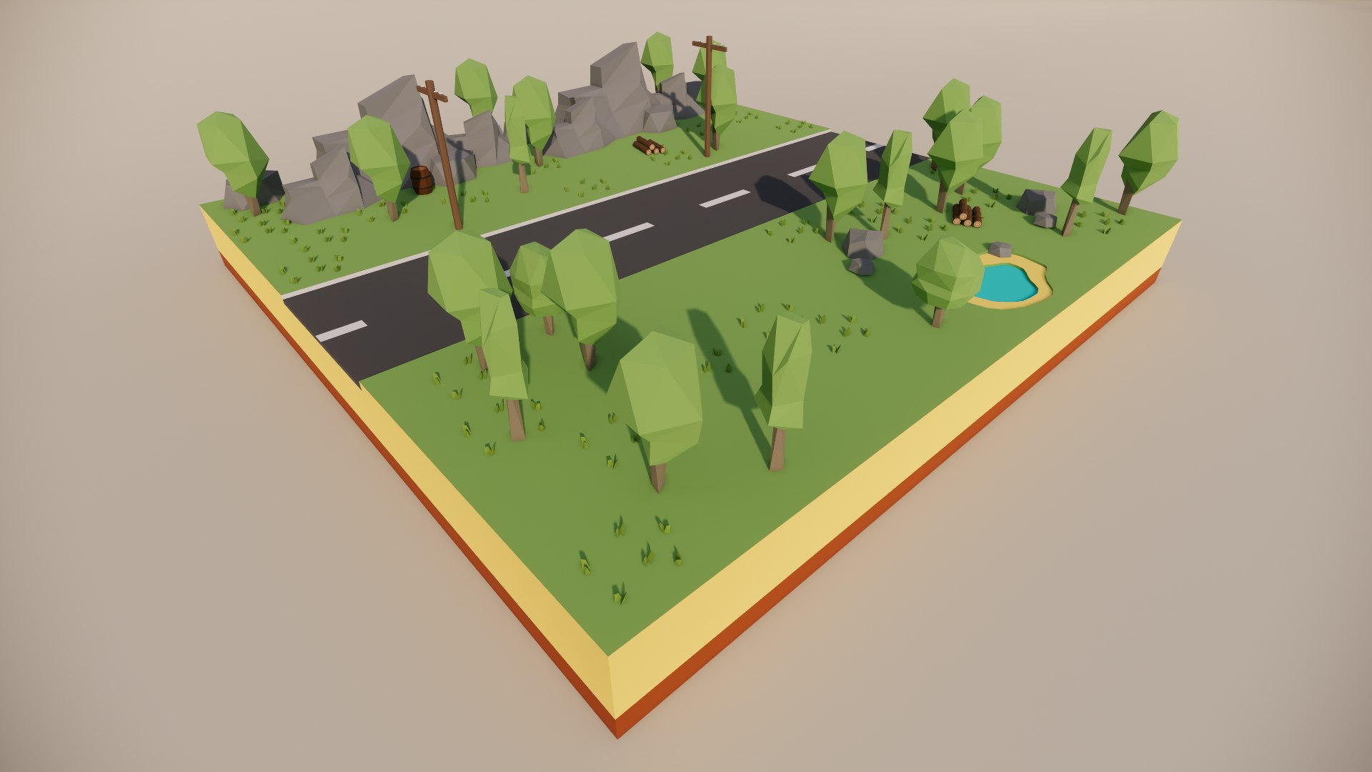 3D Cartoon Terrain Forest Model - TurboSquid 1656891