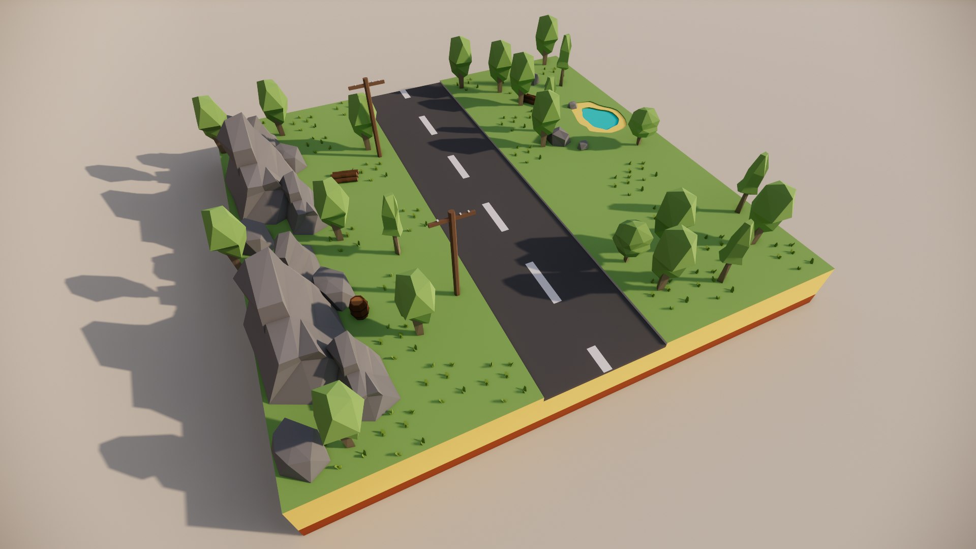 3D Cartoon Terrain Forest Model - TurboSquid 1656891
