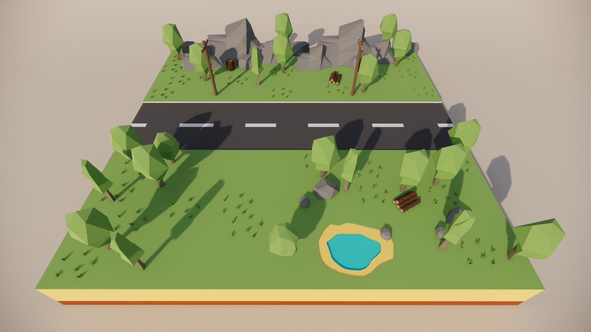 3D Cartoon Terrain Forest Model - TurboSquid 1656891