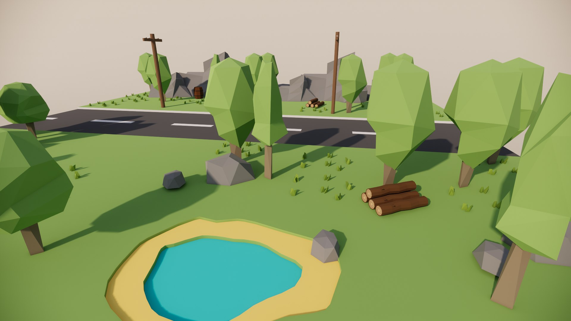 3D Cartoon Terrain Forest Model - TurboSquid 1656891