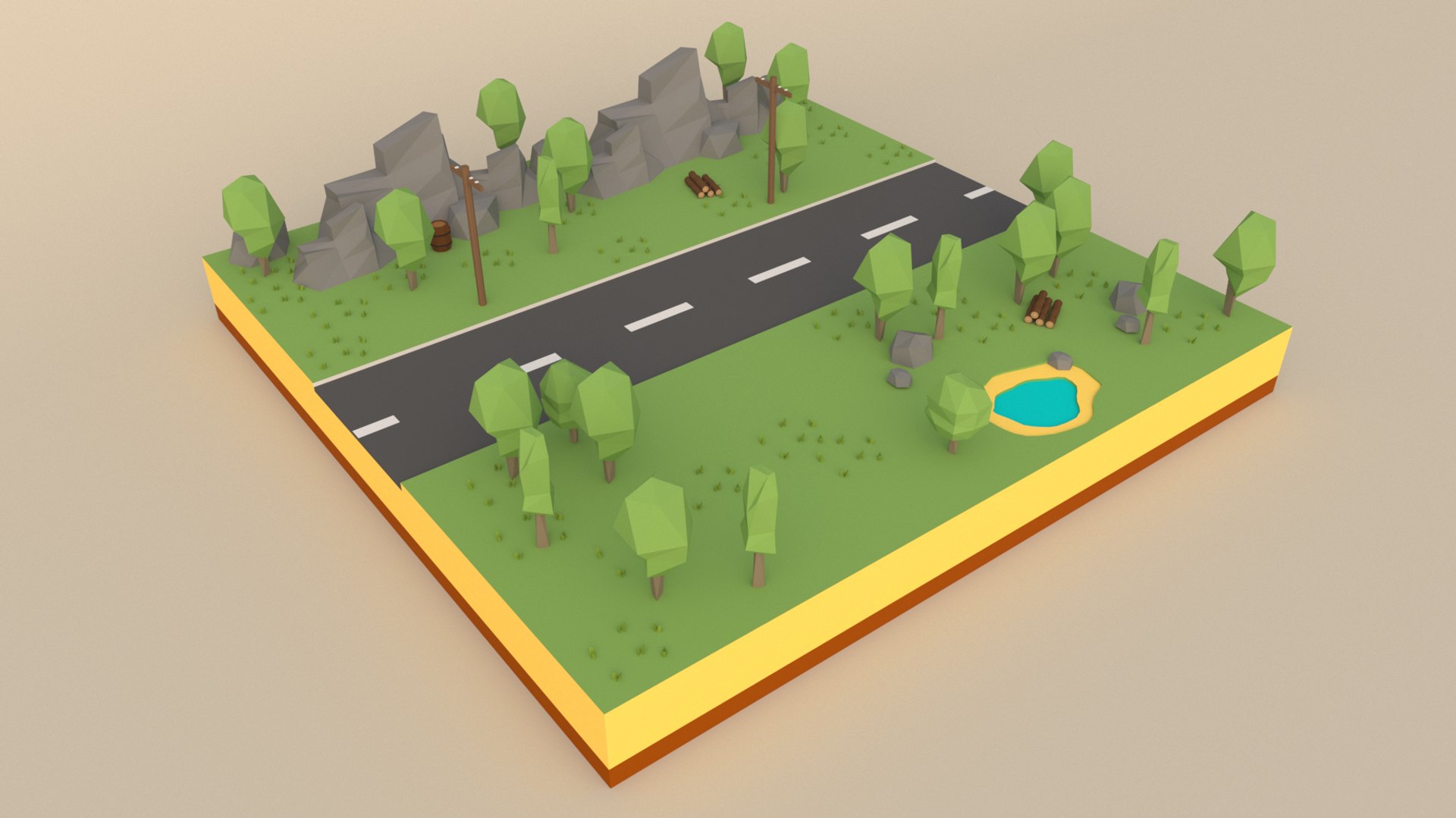 3D Cartoon Terrain Forest Model - TurboSquid 1656891