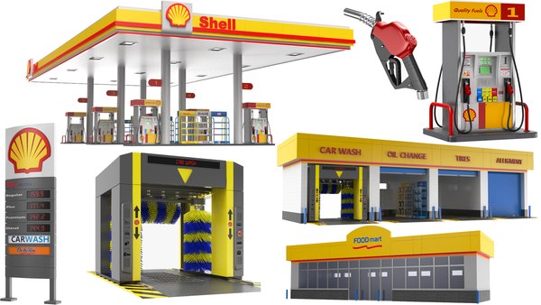 3D Full Detailed Shell Gas Station Collection - TurboSquid 2038094